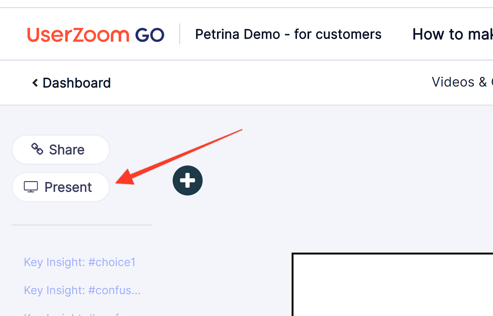 Insights Report Presentation Mode – UserZoom GO