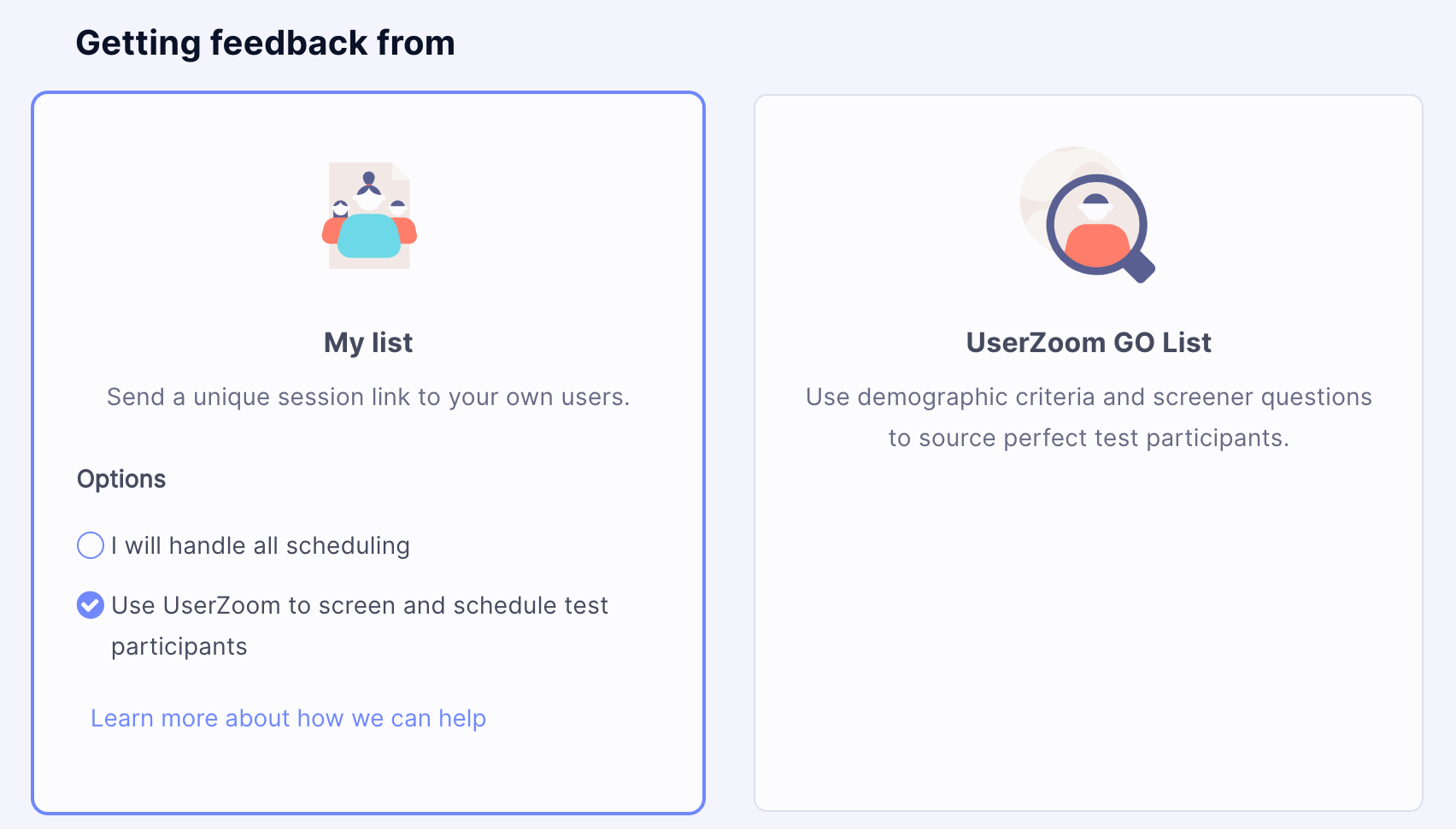 My List: Moderated Study Set Up – UserZoom GO